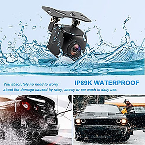 Backup Camera, HD Waterproof Ip69K Backup/Front View Camera, Rear View Camera 720P HD Star Light Night Vision and 140°All-Round View, Reverse Camera Systems for Cars, Trucks, RV, SUV,Van (Black)