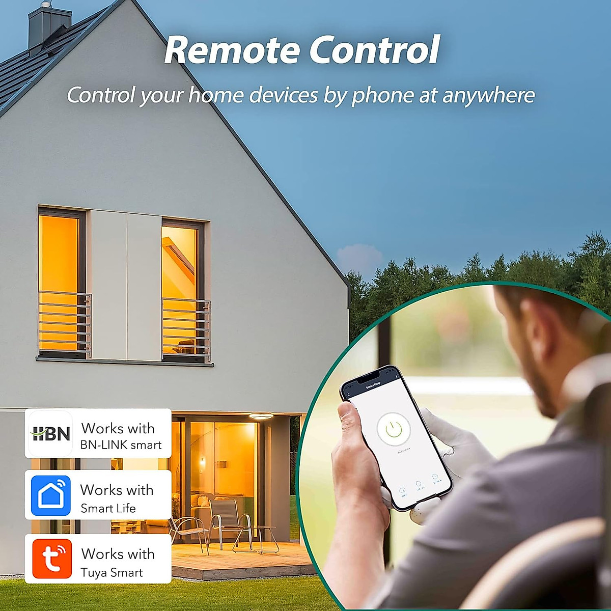 HBN Outdoor Smart Plug, Wi-Fi Heavy Duty Outlet with 3 Independent Outlets, Compatible with Alexa and Google Assistant, IP44 Waterproof, Voice & Remote Control Outlet, No Hub Required, ETL Listed