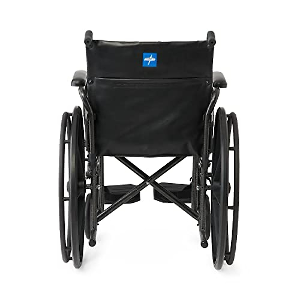 Medline K1 Basic Vinyl Wheelchair with Swing-Back Desk-Length Arms and Swing-Away Footrests, 18-Inch Wide Seat