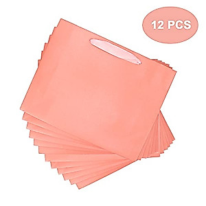 Dasofine Pink Gift Bags, 12pcs 10.86'' × 3.14'' × 8.5'' Small Paper Bags with Handle, Party Favor Gift Bags, Shopping Bags Bulk Crafts Retail Goodies Bags