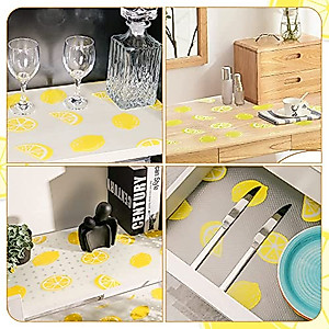 Cooyes Shelf Liner for Kitchen Cabinets Non-Adhesive Drawer Liner Non-Slip Refrigerator Liner - Best Shelf Liner, Fridge, Drawer, Cupboard Liner (Lemon,17.7 x 59 Inch)