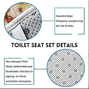 Lingquare 4Pcs/Set Shower Curtain Set in Home Bathroom Oriental Japanese Geisha Girl Bath Curtains Traditional Woman Art Mats Deco with 12 Hooks 71x71in