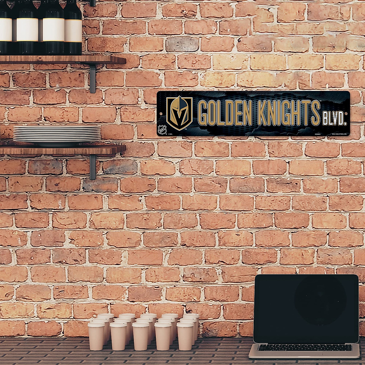 Rico Industries Vegas Golden Knights 16-Inch Plastic Street Sign Décor