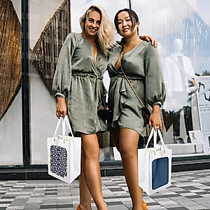 WYOMER 12 Pcs Kraft Paper Gift Bags with Transparent Window, Exquisite Goods Bags with Handles for Gifts, Festivals Partys (White)