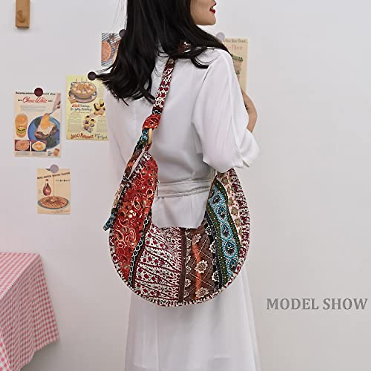 KARRESLY Women's Sling Crossbody Bag Ethnic Style Shoulder Bag with Adjustable Strap(3-511