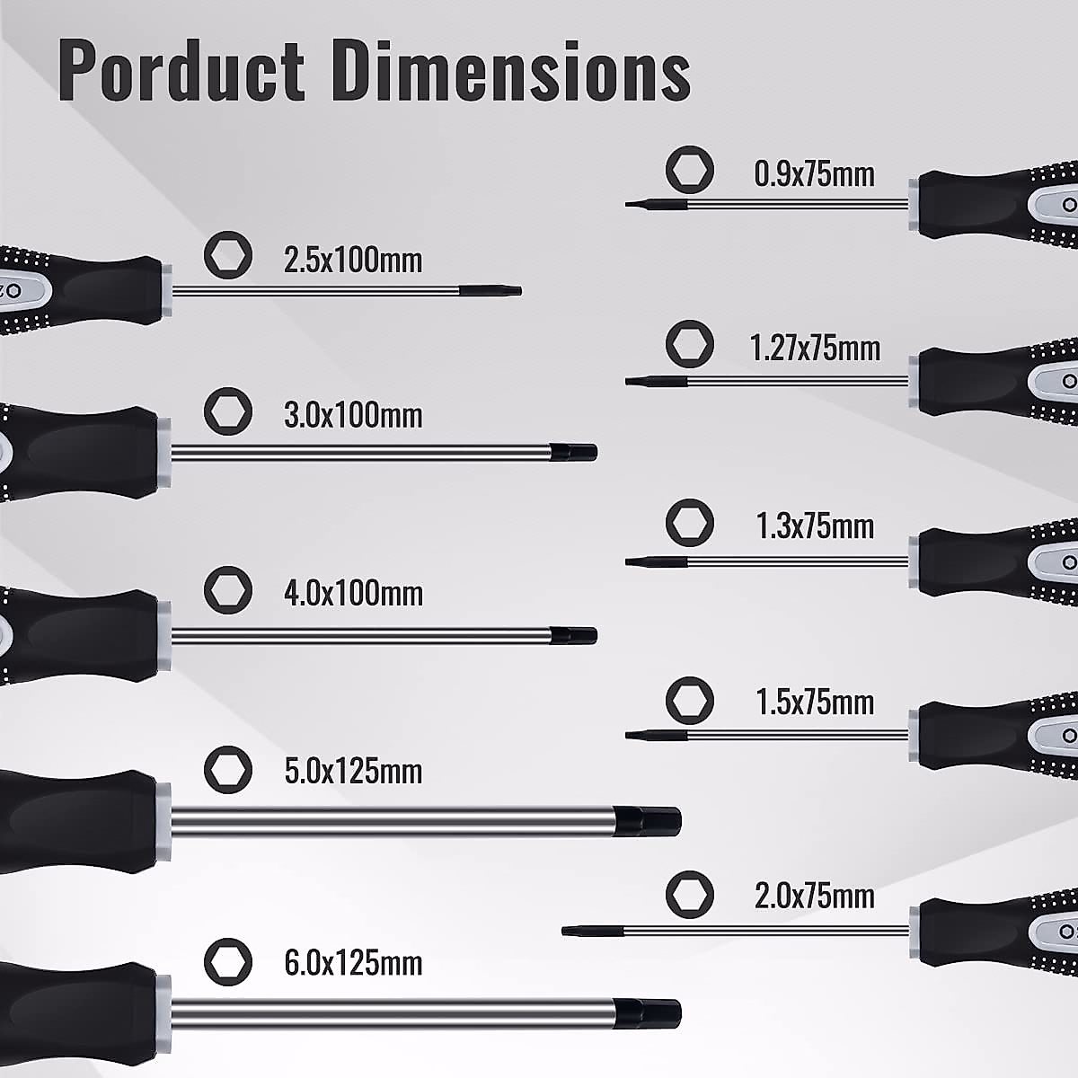 Hex Allen Wrench Screwdriver Set (10 Pack in Precision & Standard Metric Sizes 0.9mm 1.27mm 1.3mm 1.5mm 2.0mm 2.5mm 3.0mm, 4.0mm, 5.0mm, & 6mm) - Perfect for RC Cars, Quadcopters, & Helicopters