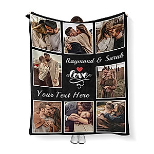 Sycamo Custom Blanket with Photos, Gifts for Girlfriend Gifts for Boyfriend, for Couples Family, Personalized Throw Blanket for Christmas Birthday Valentine's Day Anniversary