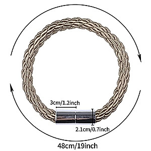 Groleca 2 Pack Strong Magnetic Curtain Tiebacks Curtain Holdbacks Curtain Pull Backs Curtain Ties Curtain Tie Backs with Thicker Twist Rope & Upgrade Strong Magnetic Tiebacks for Curtains (Camel, 2)