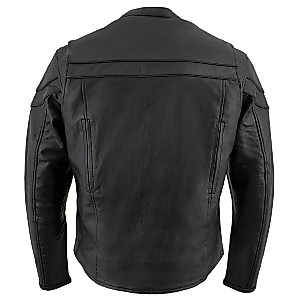 Milwaukee Men's Premium Leather Vented Scooter Jacket (Black, Large)