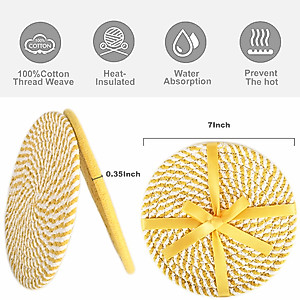 KAKAMAY Pot Holders for Kitchen Trivet Set 100% Cotton Thread Weave(Set of 3),Hot Pads for Kitchen Trivets for Hot Dishes Hot Pots and Pans by Diameter 7 Inch Yellow
