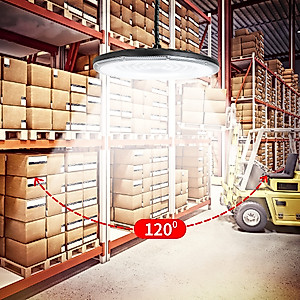 Gopretty 150W LED High Bay Lights 4 Pack, 6000K Daylight UFO High Bay Fixture, 5FT Cable with Plug, Perfect for Commercial Warehouse Barn Workshop Factory Area Lighting
