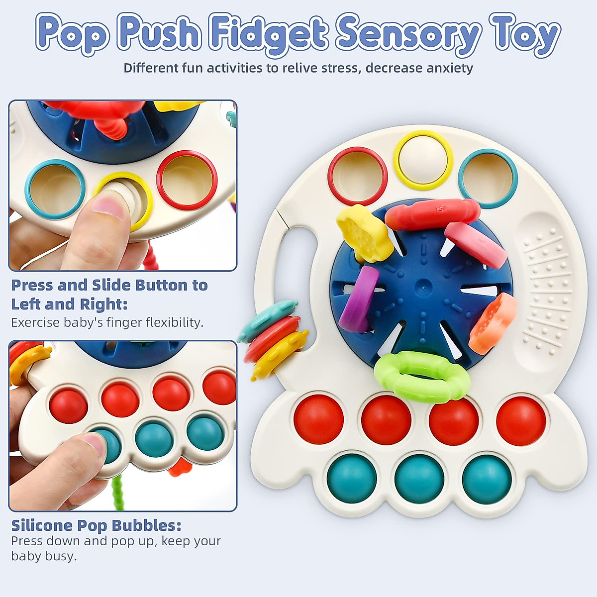 AiTuiTui Sensory Montessori Baby Toys 6 to 12 Months, Toddler Travel Toys for 1 2 Year Old Boy Girl Birthday Gifts, Soft Pull String Fidget Educational Learning Bath Toys for 9 10 18 Months Infants