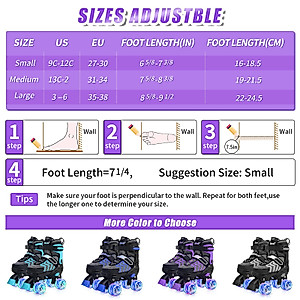 Kids Roller Skates for Girls, Purple Adjustable Rollerskates with Light Up Wheels for Big Kids Ages 6-12 7 8 9 10, Beginners Outdoor Sports, Best Birthday Gift for Kids