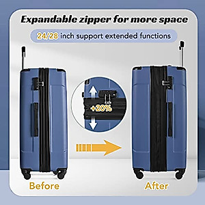 Merax Luggage Sets of 2 Suitcases With Wheels Expandable Lightweight, TSA Lock, Hardside Spinner Carry On Luggage, 20 28 inch Blue