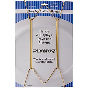 Plymor Gold Finish Wall Mountable Tray and Platter Hanger, 14.25" H x 6.5" W x 0.875" D (for Trays or Platters 16" - 30")