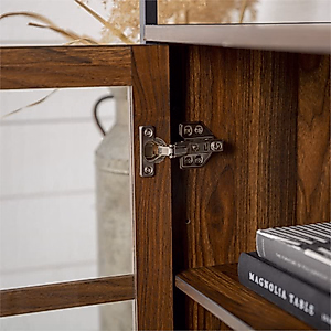 Walker Edison Furniture AZU48RAD3DDW Industrial 3-Door Buffet Sideboard for Kitchen-Dining Room, 48, Dark Walnut