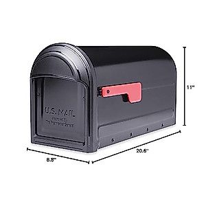 Architectural Mailboxes Barrington Galvanized Steel Post Mount Mailbox, Compatibility Code F, 7900-1B-R-10, Black, Large Capacity