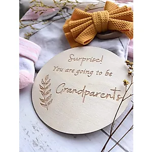 Wooden Pregnancy Announcement cards for Husband, Dad, Grandparent, Hospital- It's a Girl, It's a Boy & Hello World Newborn Signs Set of 7.