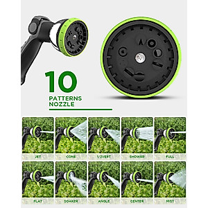 MYTOL Retractable Garden Hose Reel, 1/2 Inch x 100 ft + 6 ft Wall Mount Hose Reel with Automatic Slow Rewind System, Any Length Lock, 10 Patterns Hose Nozzle, 180°Swivel Bracket, for Garden Watering