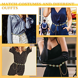 cobee Concho Chain Waist Belts for Women, Turquoise Western Metal Belt Adjustable Cowgirl Belt with Buckle for Jeans Dresses (Gold)