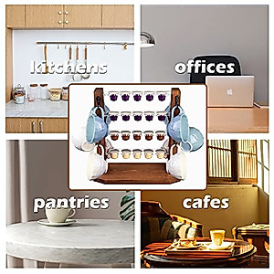 Saderoy Coffee Mug Holder, Wooden Coffer Cop Stand Rack with 10 Hooks, 4 Tier Coffee Cup Holder Storage 20* Coffee Pod&10* Mug, Mug Tree Stand Decoration with Hooks for Home&Office,etc