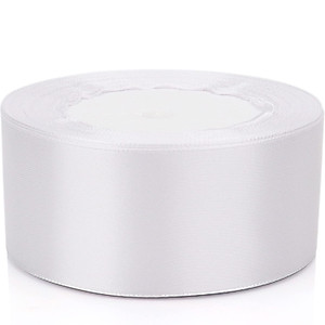Nsilu 25 Yards 1-1/2 inches Wide Satin Ribbon Suitable for Wedding, Party and Gift Box Packaging Ribbon (White, 1-1/2")