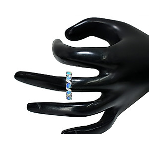 Natural 4 MM Ethiopian Welo Fire Opal Cabochon Ring 925 Sterling Silver October Birthstone Cluster Ring Fire Opal Jewelry Handmade Ring Birthday Gift For Girlfriend (RG-7809) (Sterling Silver, 7 US)