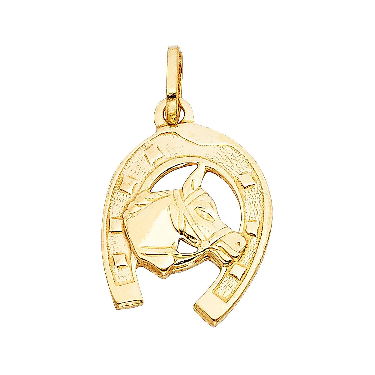 14K Yellow Gold Lucky Horseshoe Pendant
