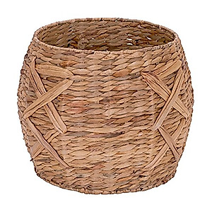 Household Essentials ML-4112 Hyacinth Round Floor Basket, X-Design, Brown