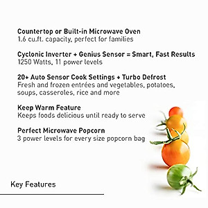 Panasonic NN-SD78LS 1.6 cu.ft Cyclonic Inverter Countertop Microwave Oven 1250Watt Power with Genius Sensor Cooking, cft, 19.44"D x 21.88"W x 11.94"H,Stainless Steel