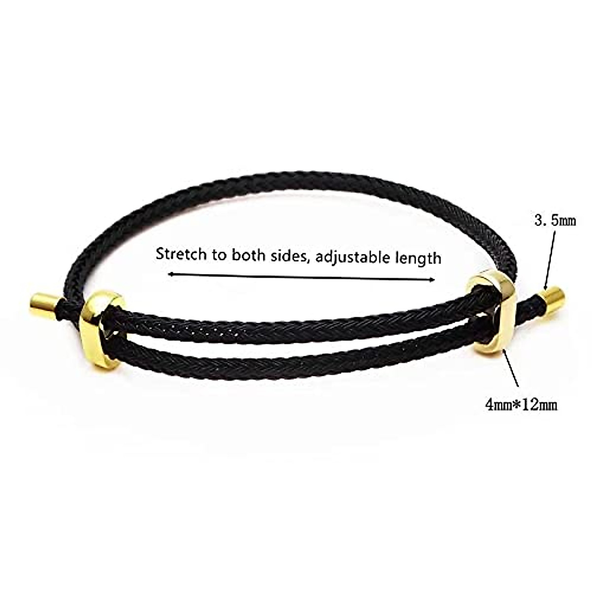 BCletty Bracelet Unisex Steel Rope Bracelet Couple Bracelet Simplicity Fashion Titanium Buckle Adjustable Wire Rope Bracelet (black, adjustable)