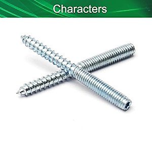 Yinpecly M6x60mm Zinc Plated Carbon Steel Double Headed Hanger Bolts 2.36 inch Length Self Tapping Screw for Furniture Installation Silver Blue Tone 8Pcs