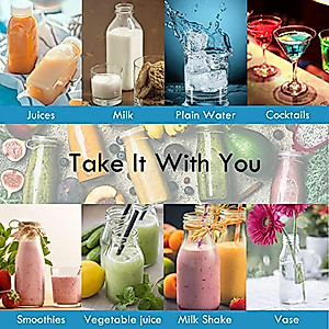 YEBODA 32oz Glass Milk Bottle with Plastic Tamper-proof Caps (4 Pack) Vintage Reusable Dairy Drinking Containers, Glass Bottles for Milk, Juice,Yogurt, Smoothies, Tomato Sauce, Jam, Syrup