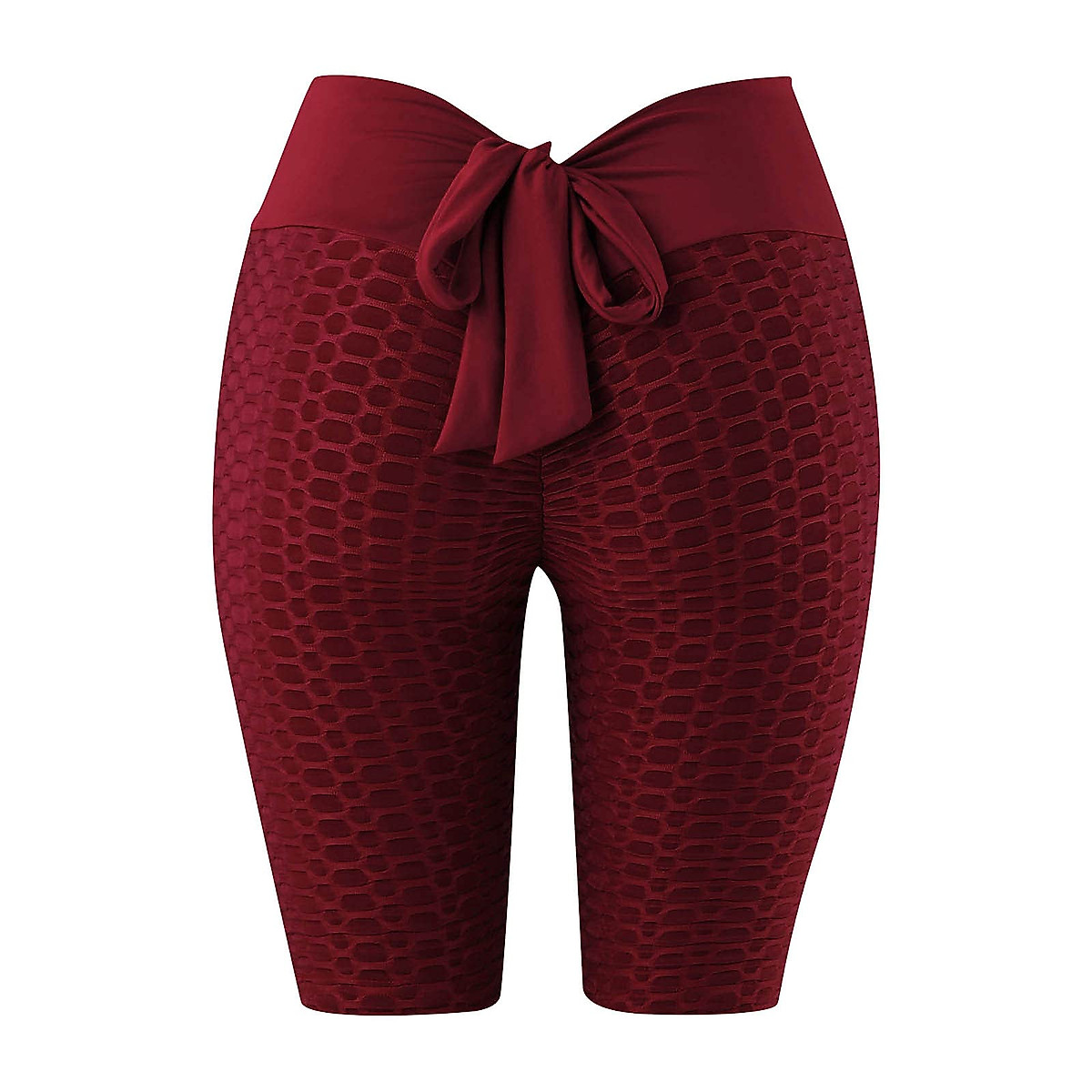 Bblulu Scrunch Booty Workout Shorts Women Ruched Butt Lift High Waist Running Shorts Cutout Bowknot Textured Biker Shorts