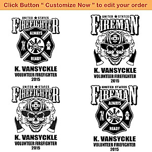 Taidesor Custom Name Gifts For District Chief - Skull Smoke Head - Frisco Fire Dept, Handmade Wooden Personalized Birthday, Promotion, Graduation, Retirement Gift For Firefighter Fireman