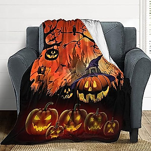 Cartoon Halloween Night Blankets for Couch and Bed Horror Forest Castle Throws Blankets Soft Cozy Lightweight Decorative Warm Blanket for Womens Mens Gift 40"x50"