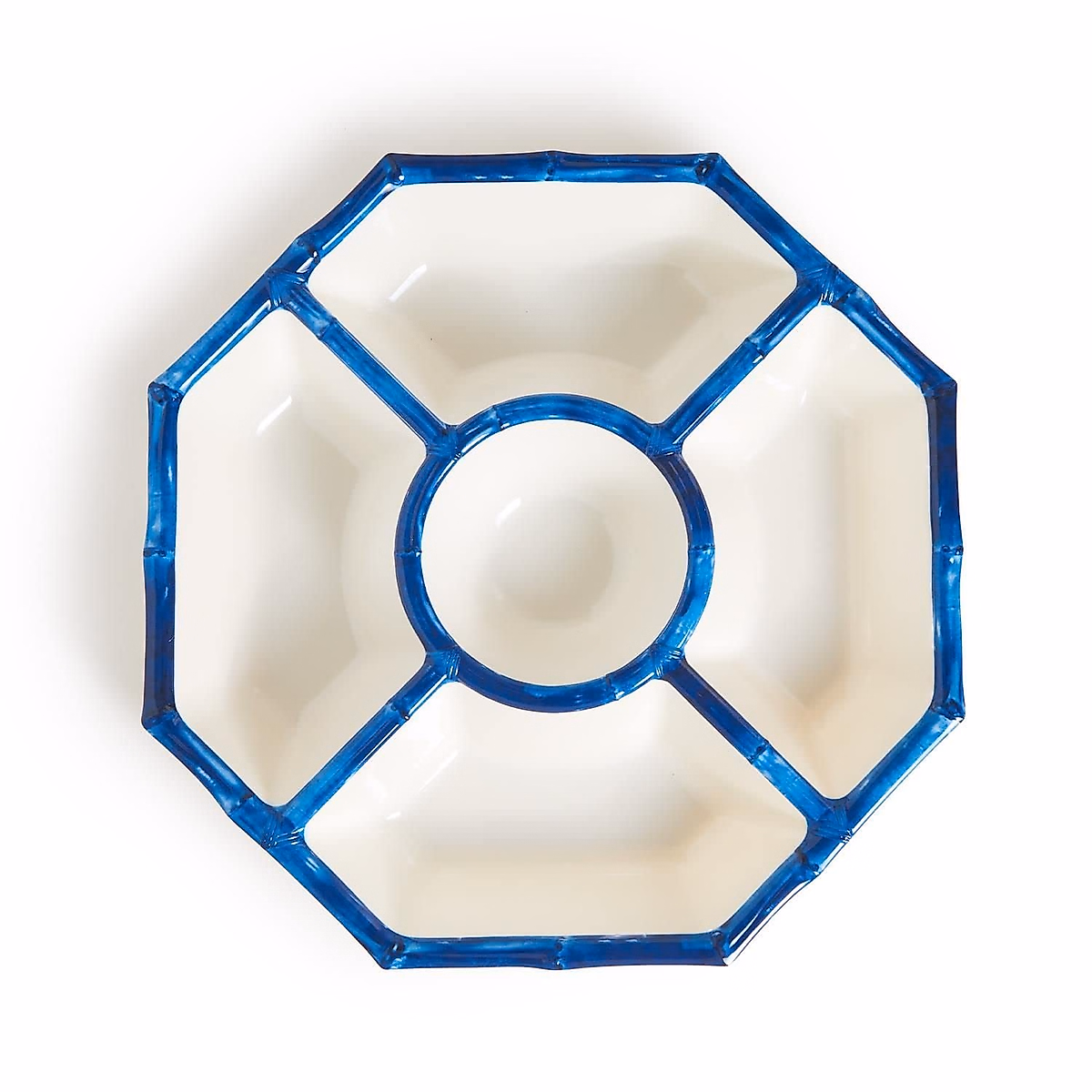 Two's Company Blue Bamboo Touch Chip And Dip