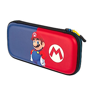 PDP Gaming Officially Licensed Nintendo Switch Slim Deluxe Travel Case - Switch OLED Protective Carrying Case and 14 game holder - Hardshell Protection - Protective Vegan Leather - (Mario Blue / Red)