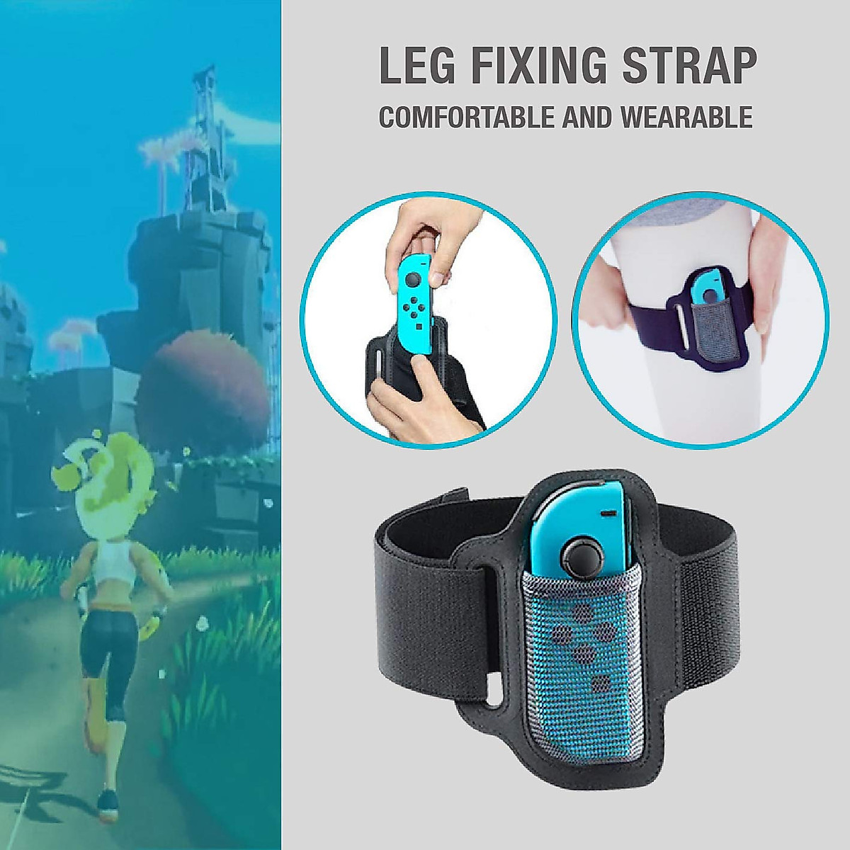 Leg Strap for Nintendo Switch Sports, Accessories Kit for Nintendo Switch Ring Fit Adventure, 1 Switch Leg Strap and 2 Ring-Con Grips (DOES NOT INCLUDE the RING)