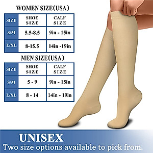 CHARMKING Compression Socks for Women & Men Circulation (3 Pairs) 15-20 mmHg is Best Athletic for Running, Flight Travel, Support, Cycling, Pregnant - Boost Performance, Durability (S/M, Nude)