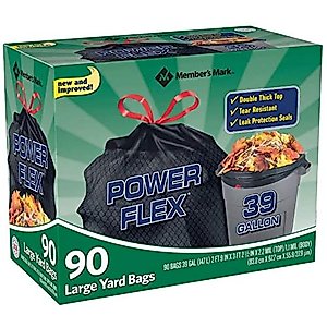 Member's Mark 39 gal. Power-Guard yd Drawstring Trash Bags (90 ct.) (90 Count (Pack of 2))