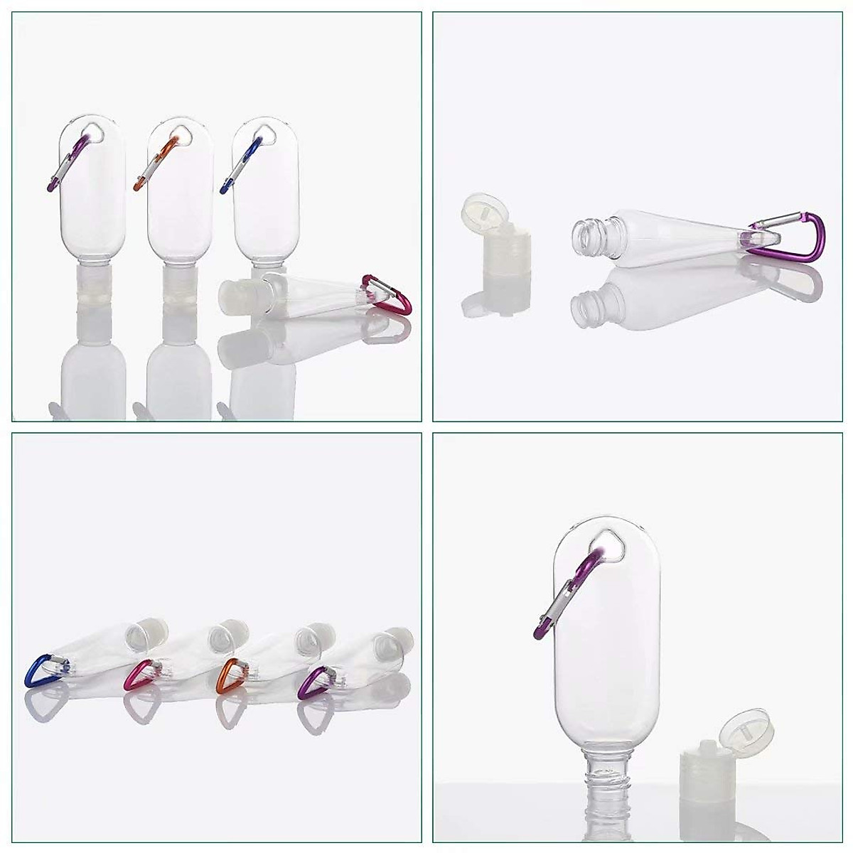 Travel Bottles with Keychain (20 Pcs), 1oz (30ml) Portable Plastic Leakproof Squeeze Bottles with Flip Cap - Empty Refillable Containers for Hand Sanitizer Shampoo Conditioner Body Wash Liquid