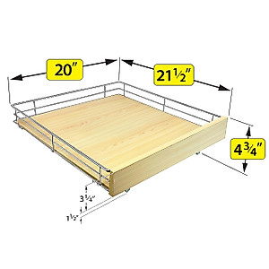 LYNK PROFESSIONAL® SELECT™ Pull Out Cabinet Organizer, 20" x 21" Slide Out Drawers for Kitchen Cabinets - Sliding Pull-Out Pantry Shelves – Home Shelf Organizers - Lifetime Ltd. Warranty, Wood Chrome