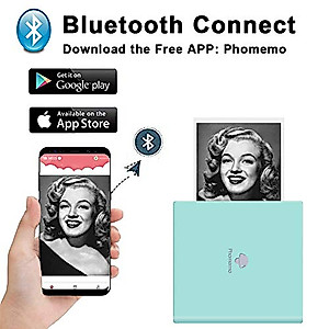 Phomemo M02 Wireless Pocket Thermal Sticker Maker, Portable Bluetooth Photo Printer Sticker Mini Printer Mobile Printer, Compatible with iOS and Android, for Print Photo, Journal, Fun, Black and White