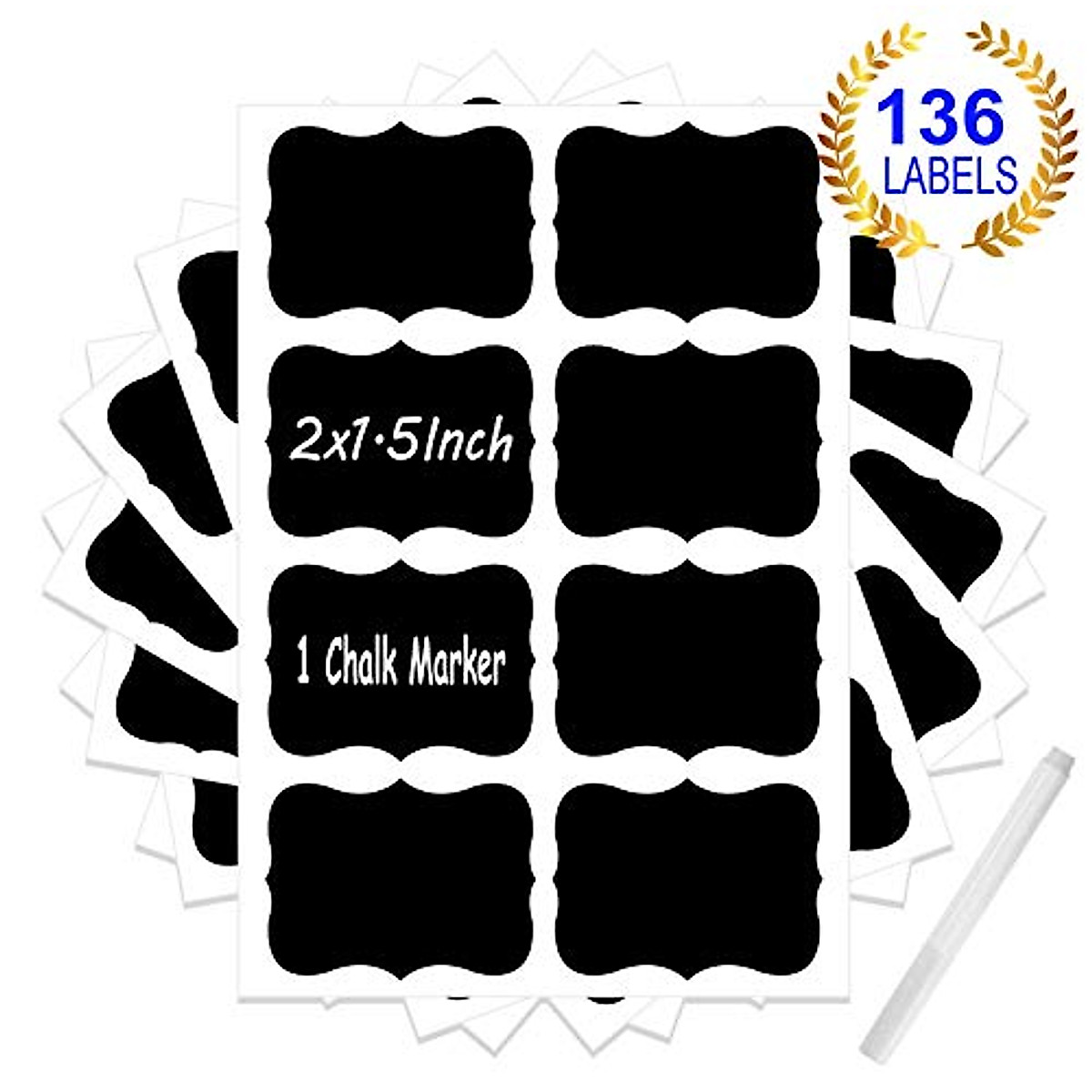 Reusable Waterproof Chalkboard Labels Blackboard Mason Jar Stickers Blackboard Stickers for The Kitchen, Pantry, Mason Jars, Wine Glasses (Black)