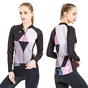 Mysenlan Women's Cycling Long Sleeve Breathable Jersey Set 3D Padded Long Pants Bike Shirt Bicycle Tights Clothing Black