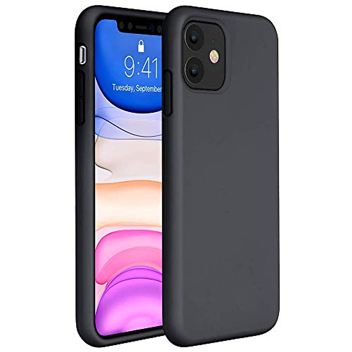 Miracase Liquid Silicone Cases Compatible with iPhone 11 6.1 inch(2019) and Airpods Pro(Black)