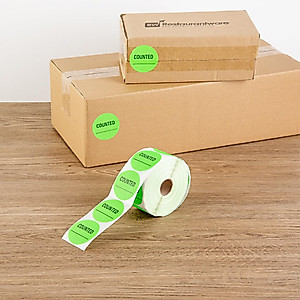 Restaurantware Label Tek 2 x 2 Inch Packaging Stickers 1000 Premium Shipping Labels - Counted Sustainable Green Paper Inventory Stickers High-Visibility with Strong Adhesives