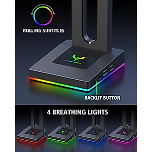 Blade Hawks RGB Gaming Headphone Stand with 3.5mm AUX and 2 USB Ports, Durable Headset Stand Holder for Bose, Beats, Sony, Sennheiser, Jabra, JBL, AKG, Fancy Gaming Accessories - HS18 (Only for PC)