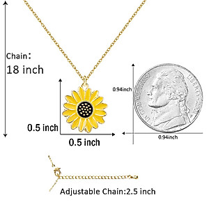 Jeka Sunflower Pendant Boho Necklace Friendship Jewelry for Women Daughter Wife Mother Adjustable 18-20.5 Inches